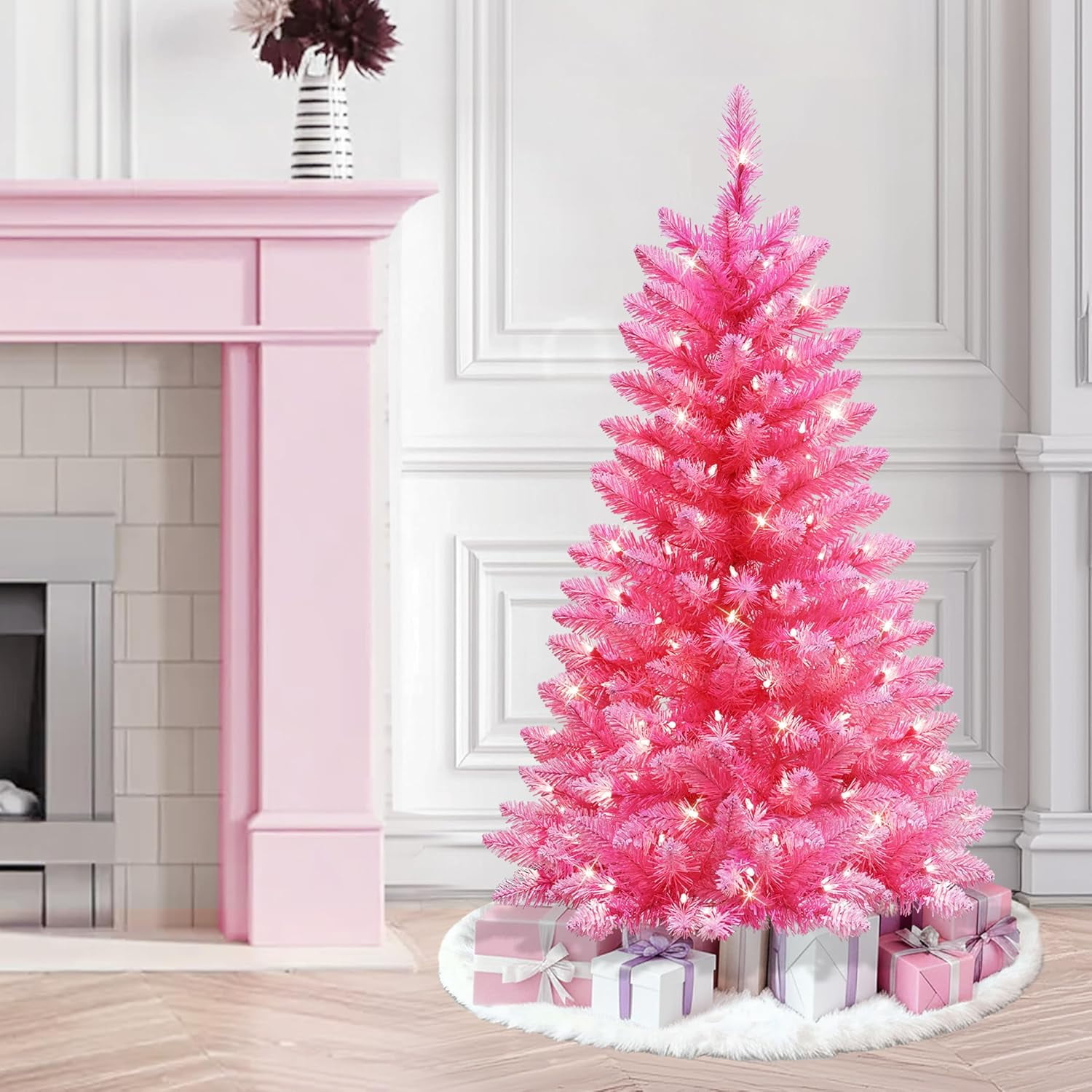 4ft Pre-Lit Fashion Pink Pine Artificial Christmas Tree - Walmart.com