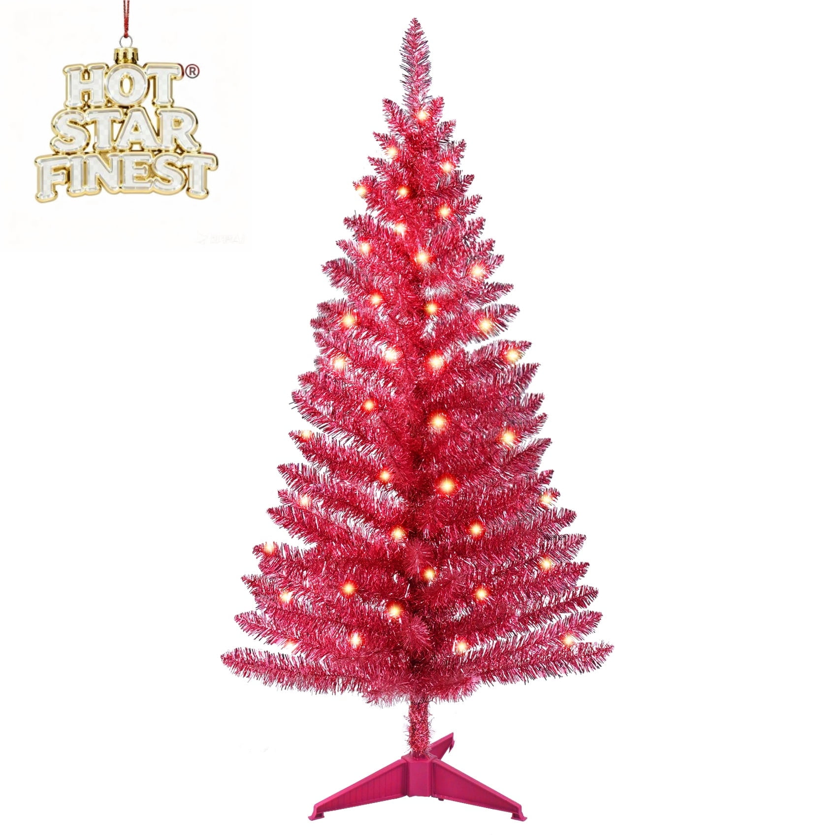 4ft Pre-Lit PVC Christmas Tree – Artificial Holiday Tree with Warm LED ...