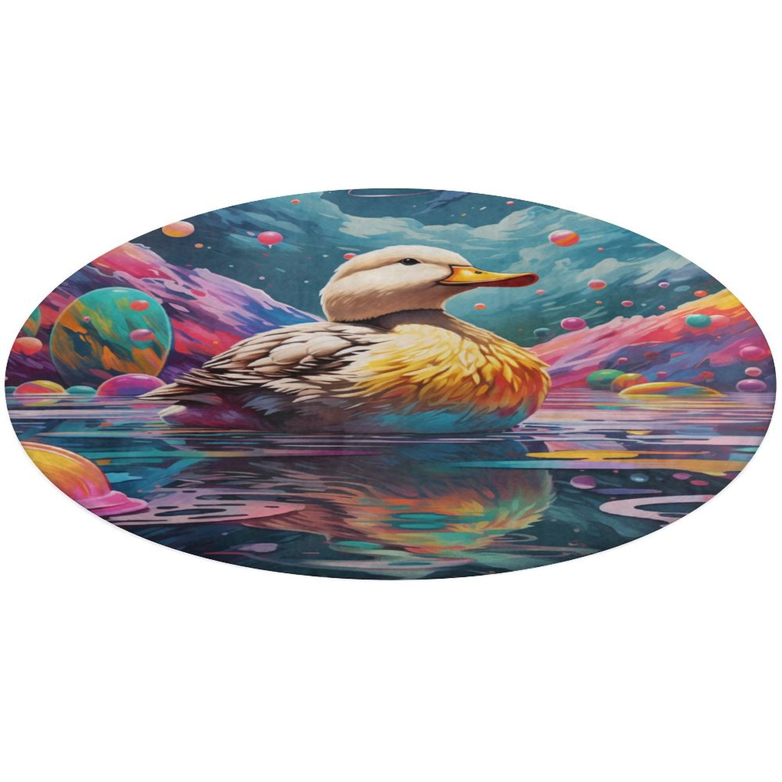 4ft Q-version Funny Little Yellow Duck Ultra-Thin Washable Round Rug ...
