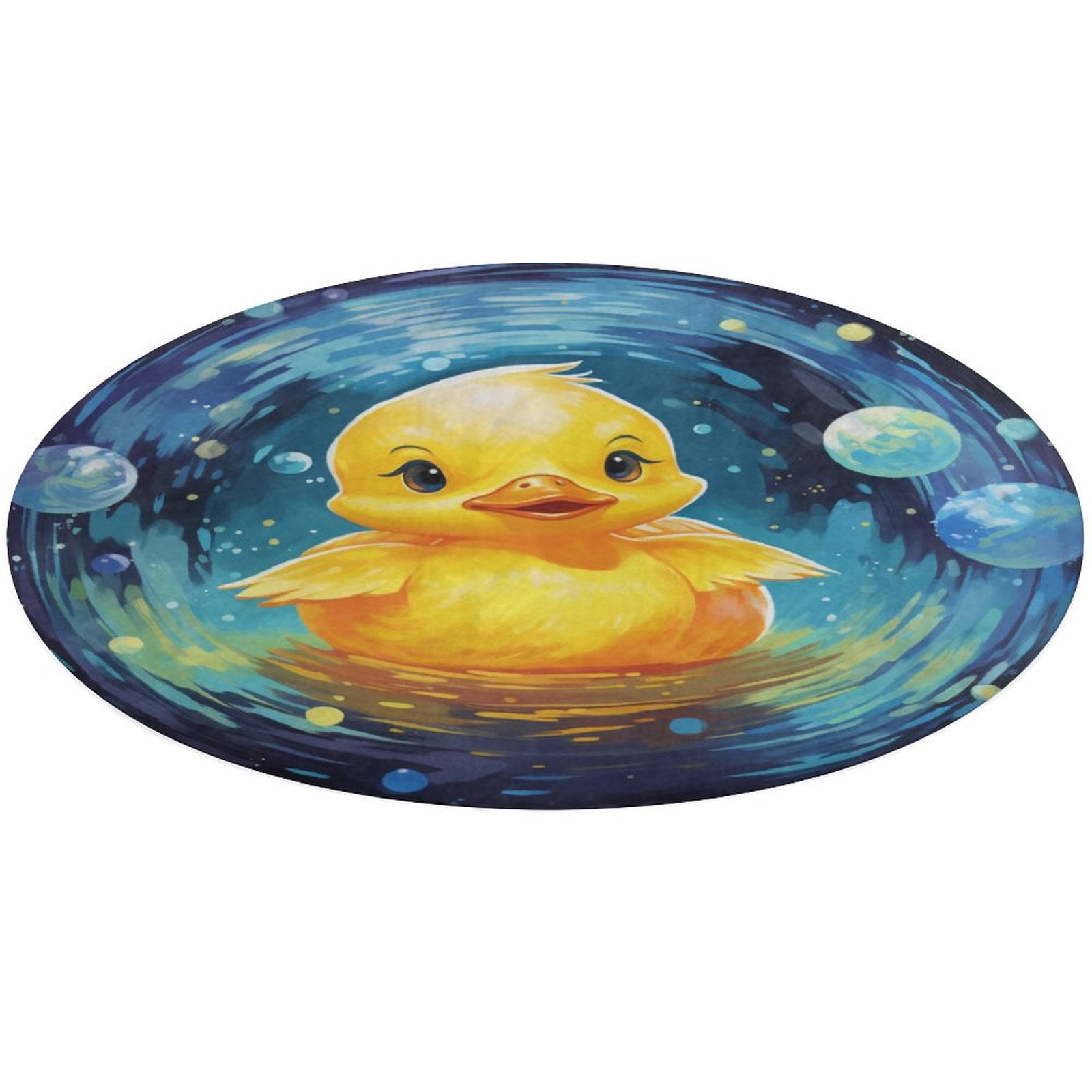 4ft Q-version Funny Little Yellow Duck Ultra-Thin Washable Round Rug ...