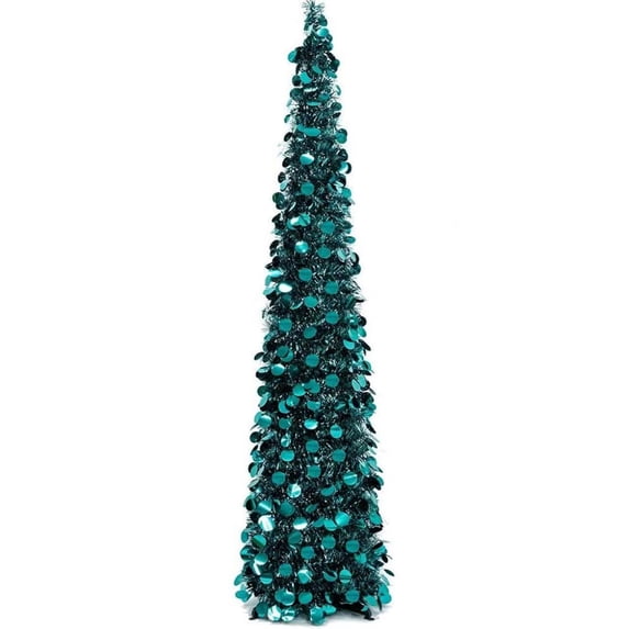 4ft Retractable Spiral Christmas Tree - Flocked Foldable Artificial ...