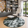4ft Round Black Abstract Area Rug, Washable Non Slip Circle Rug for ...