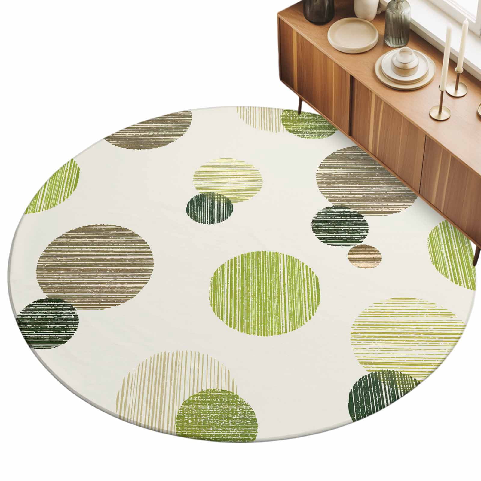 4ft Round Rug Abstract Geometric Area Rugs for Living Room Bedroom ...