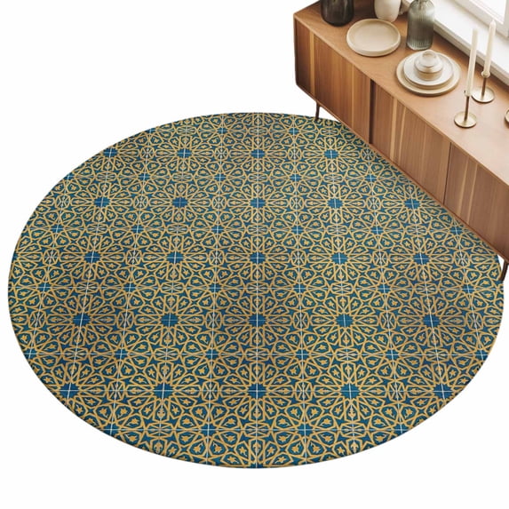 4ft Round Rug Abstract Geometric Area Rugs for Living Room Bedroom ...