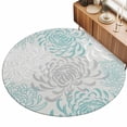 4ft Round Rug Aqua White Area Rugs for Living Room Bedroom Washable Non ...