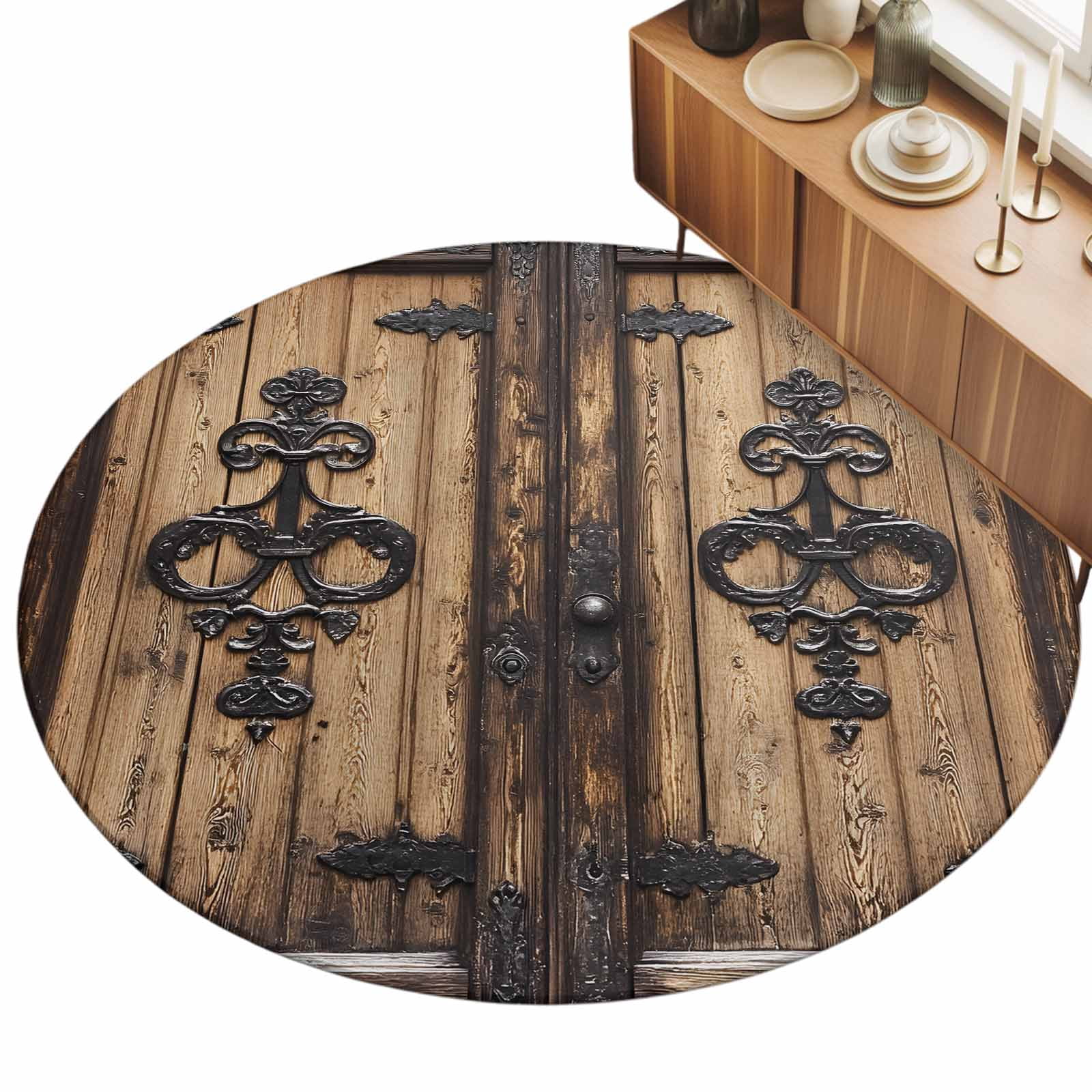 4ft Round Rug Barn Door Area Rugs for Living Room Bedroom Washable Non ...