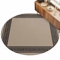 4ft Round Rug Black Brown Greek Key Area Rugs for Living Room Bedroom ...