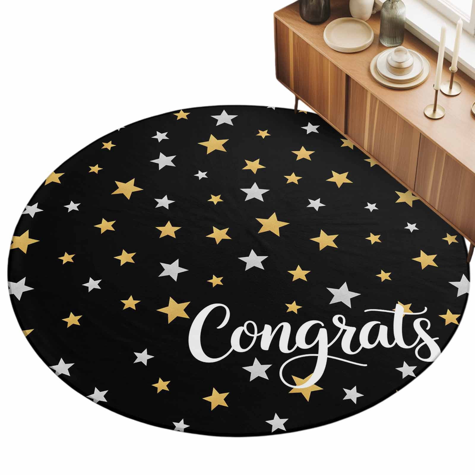 4ft Round Rug Black Graduation Area Rugs for Living Room Bedroom ...