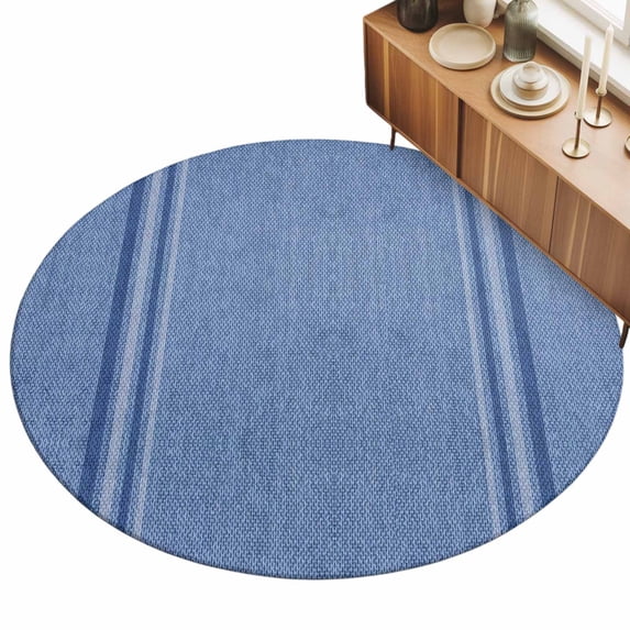 4ft Round Rug Blue Area Rugs for Living Room Bedroom Washable Non Slip ...