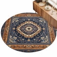 4ft Round Rug Blue Burnt Orange Boho Area Rugs for Living Room Bedroom ...