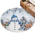 4ft Round Rug Blue Christmas Area Rugs for Living Room Bedroom Washable ...