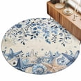 4ft Round Rug Blue Coastal Starfish Area Rugs for Living Room Bedroom ...
