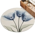 4ft Round Rug Blue Tulip Area Rugs for Living Room Bedroom Washable Non ...