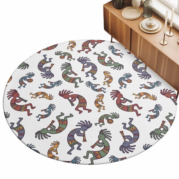 4ft Round Rug Boho Western Colorful Area Rugs for Living Room Bedroom ...