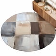 4ft Round Rug Brown Beige Color Blocks Area Rugs for Living Room ...