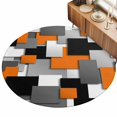 4ft Round Rug Burnt Orange Black Geometric Area Rugs for Living Room ...