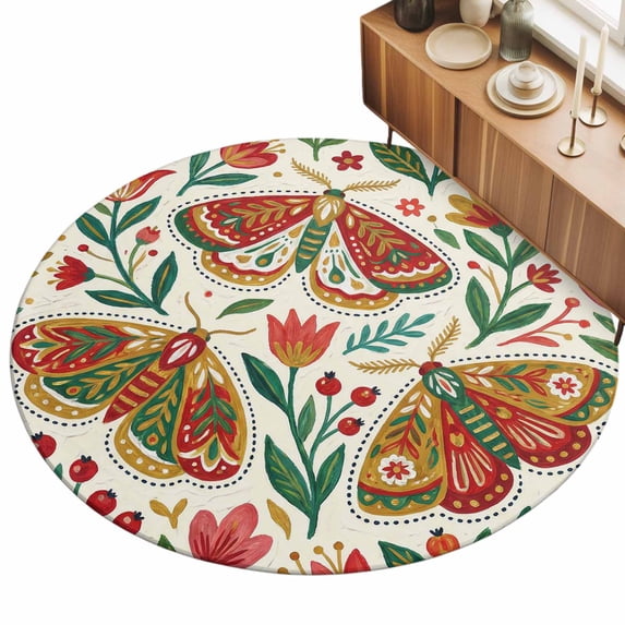 4ft Round Rug Butterfly Flower Area Rugs for Living Room Bedroom ...