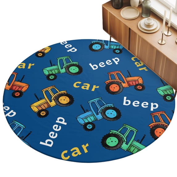4ft Round Rug Cartoon Tractor Area Rugs for Living Room Bedroom ...