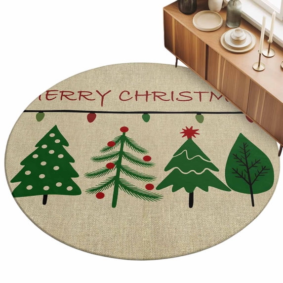 4ft Round Rug Christmas Area Rugs for Living Room Bedroom Washable Non ...