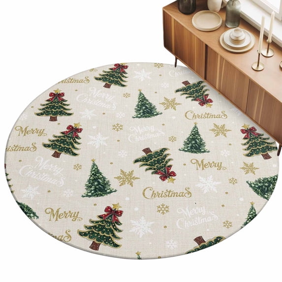 4ft Round Rug Christmas Area Rugs for Living Room Bedroom Washable Non ...