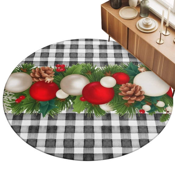 4ft Round Rug Christmas Area Rugs for Living Room Bedroom Washable Non ...