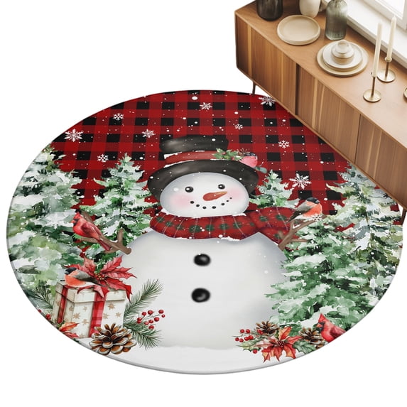 4ft Round Rug Christmas Area Rugs for Living Room Bedroom Washable Non ...