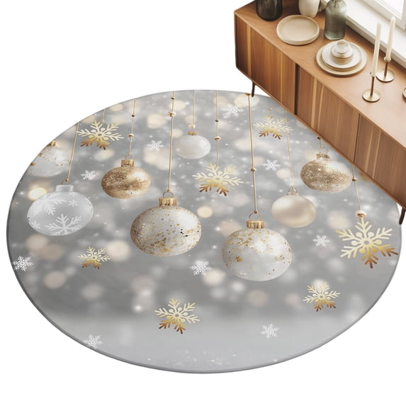 4ft Round Rug Christmas Balls Area Rugs for Living Room Bedroom ...