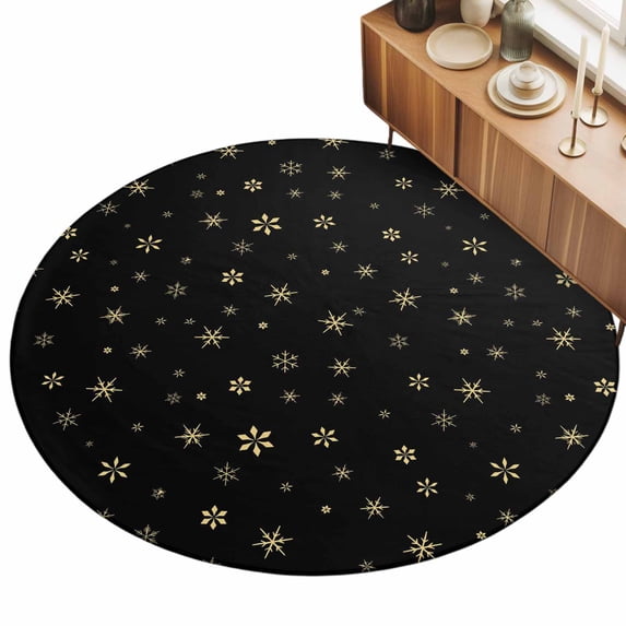 4ft Round Rug Christmas Black Area Rugs for Living Room Bedroom ...