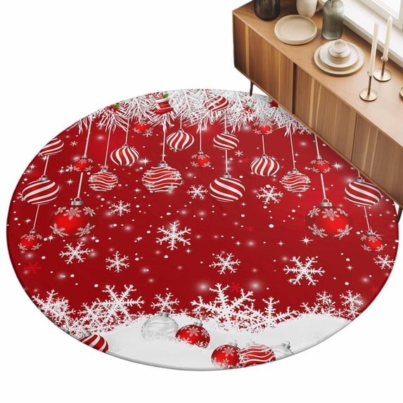 4ft Round Rug Christmas Red Area Rugs for Living Room Bedroom Washable ...