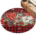 4ft Round Rug Christmas Red Check Area Rugs for Living Room Bedroom ...
