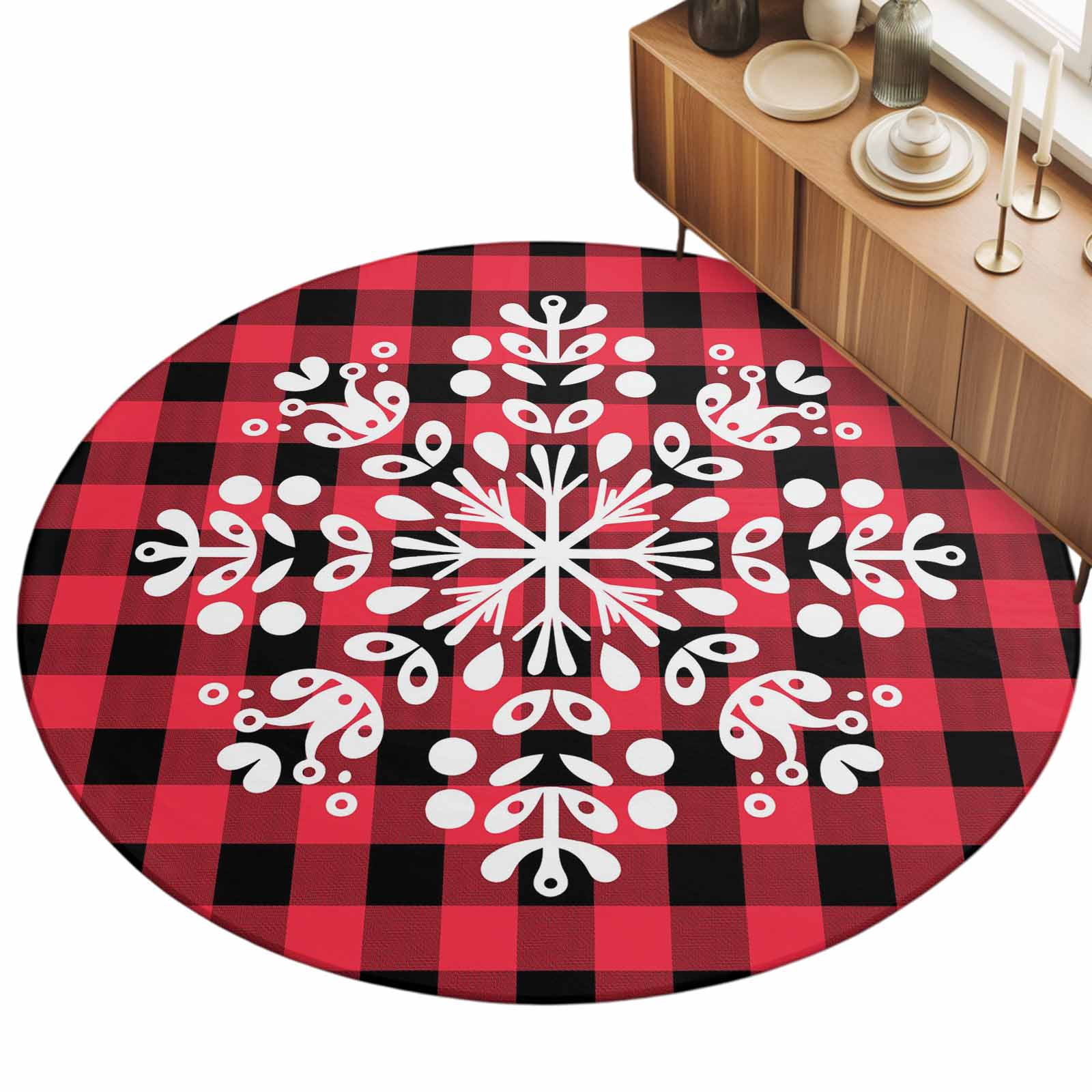 4ft Round Rug Christmas Snowflake Area Rugs for Living Room Bedroom ...