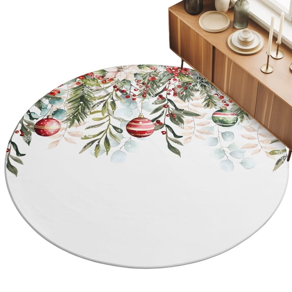 4ft Round Rug Christmas Snowflakes Area Rugs for Living Room Bedroom ...