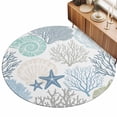 4ft Round Rug Coastal Area Rugs for Living Room Bedroom Washable Non ...
