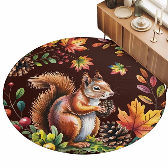 4ft Round Rug Colorful Squirrel Area Rugs for Living Room Bedroom ...