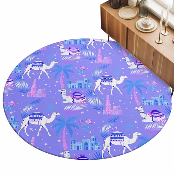 4ft Round Rug Cute Camels Area Rugs for Living Room Bedroom Washable ...