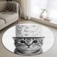 4ft Round Rug, Cute Cat Non-Skid Rubber Backing Large Area Rugs ...