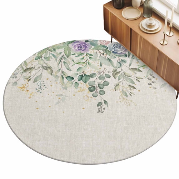 4ft Round Rug Eucalyptus Leaves Area Rugs for Living Room Bedroom ...