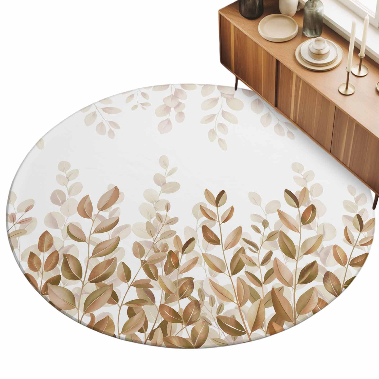 4ft Round Rug Eucalyptus Leaves Area Rugs for Living Room Bedroom ...