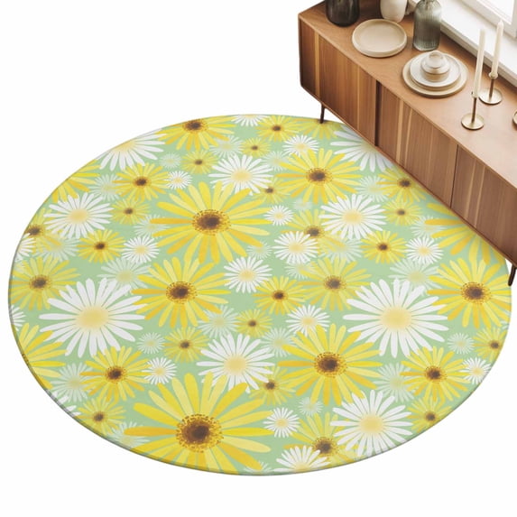 4ft Round Rug Farmhouse Daisy Area Rugs for Living Room Bedroom ...