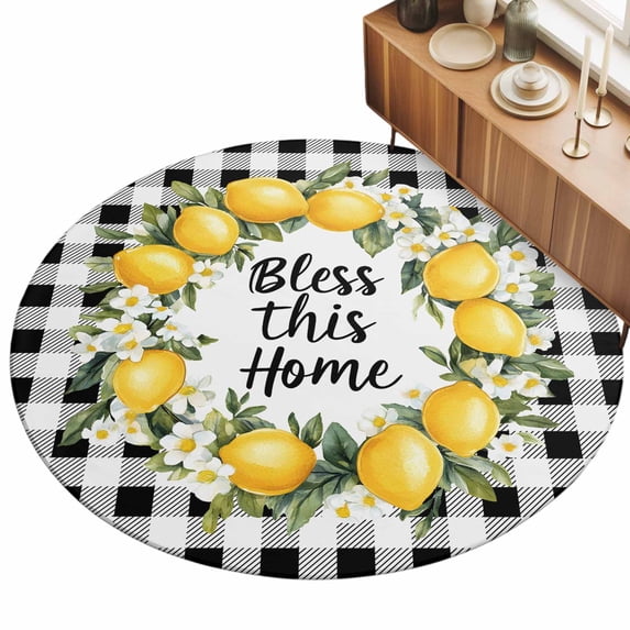 4ft Round Rug Farmhouse Lemon Area Rugs for Living Room Bedroom ...
