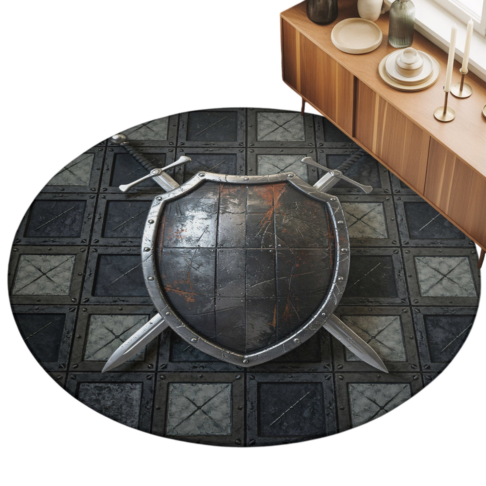 4ft Round Rug Farmhouse Shields Area Rugs for Living Room Bedroom ...