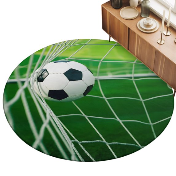 4ft Round Rug Football Goal Area Rugs for Living Room Bedroom Washable ...