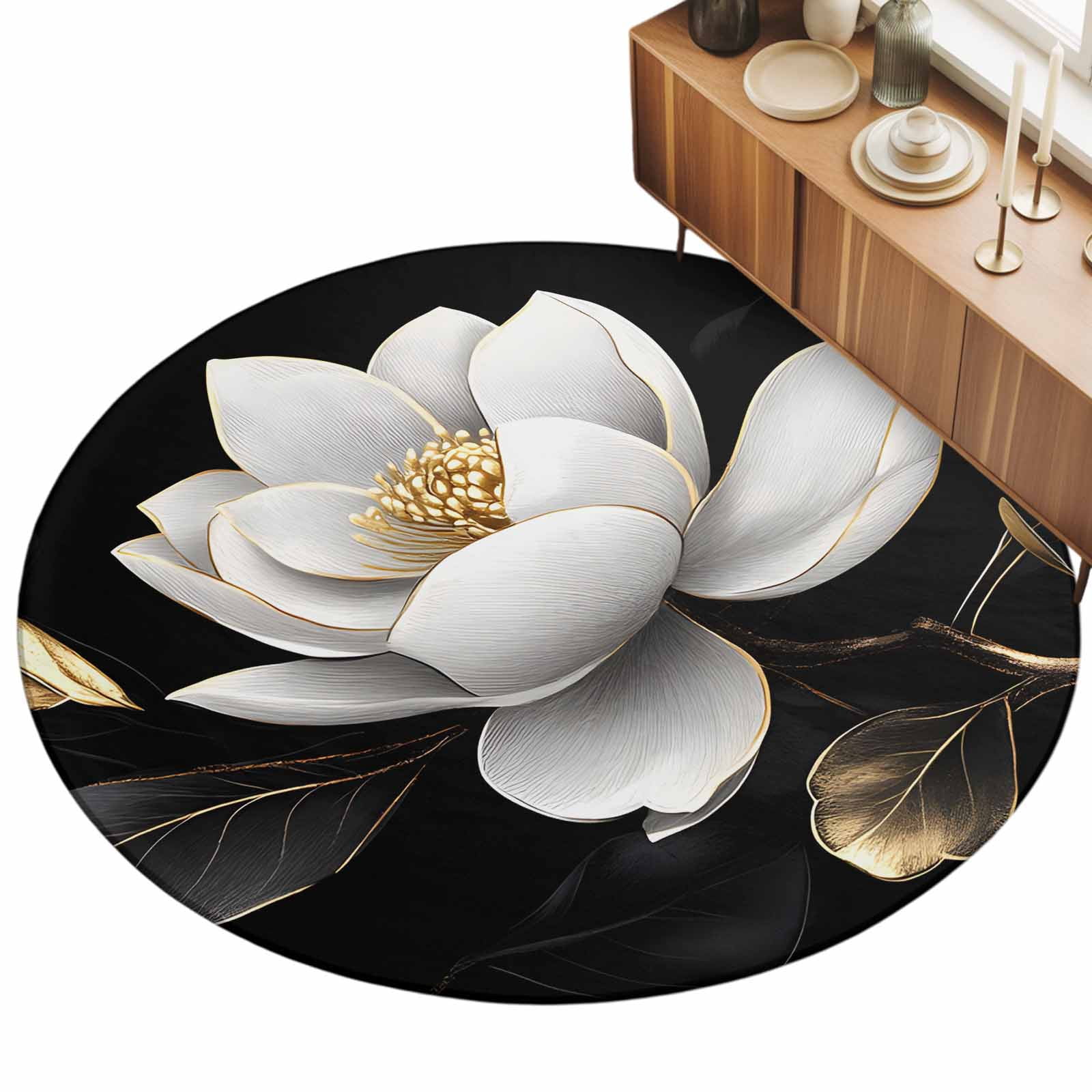 4ft Round Rug Gorgeous Flowers Area Rugs for Living Room Bedroom ...
