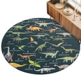 4ft Round Rug Green Dinosaur Area Rugs for Living Room Bedroom Washable ...