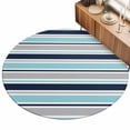4ft Round Rug Grey Blue Striped Area Rugs for Living Room Bedroom ...
