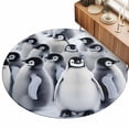 4ft Round Rug Grey Penguins Area Rugs for Living Room Bedroom Washable ...