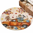 4ft Round Rug Happy Fall Area Rugs for Living Room Bedroom Washable Non ...