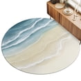 4ft Round Rug Haze Blue Beach Coastal Area Rugs for Living Room Bedroom ...