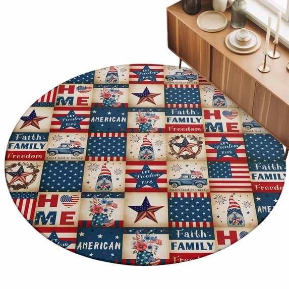 4ft Round Rug Independence Day Area Rugs for Living Room Bedroom ...