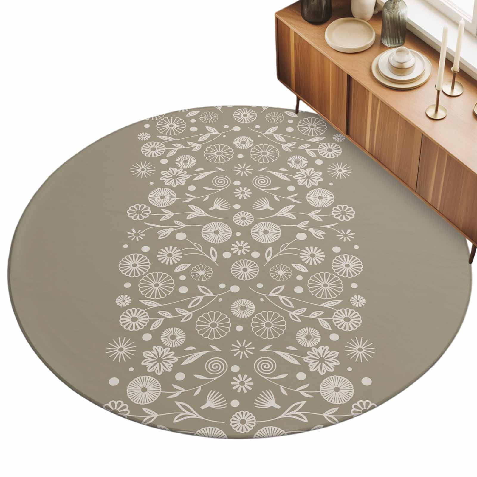 4ft Round Rug Japanese Area Rugs for Living Room Bedroom Washable Non ...